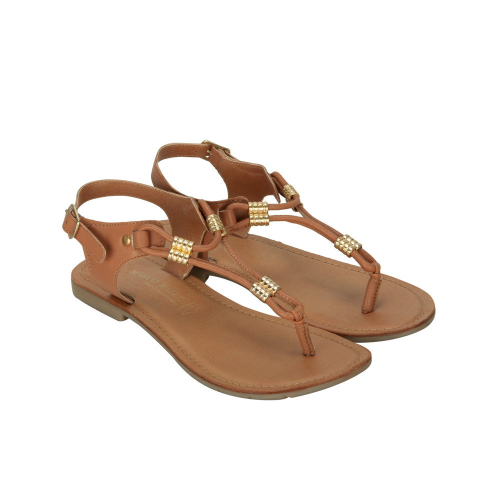 Marco Tozzi Leather Sandal in Cognac