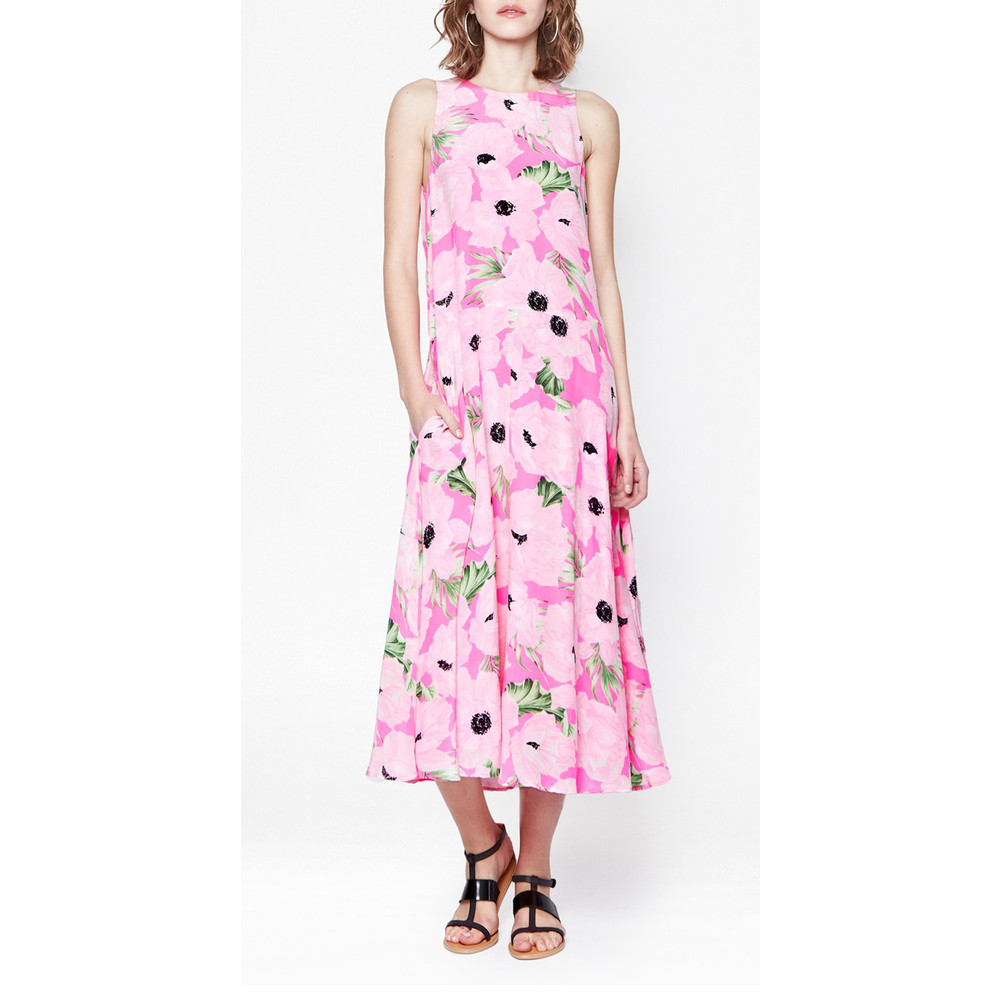 French Connection Holiday Poppy Silk Maxi Dress in Spring Break