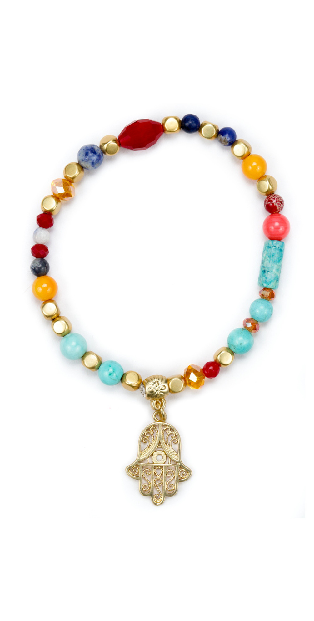 Pranella Honey Palm Hamsa Bracelet in Multicolour