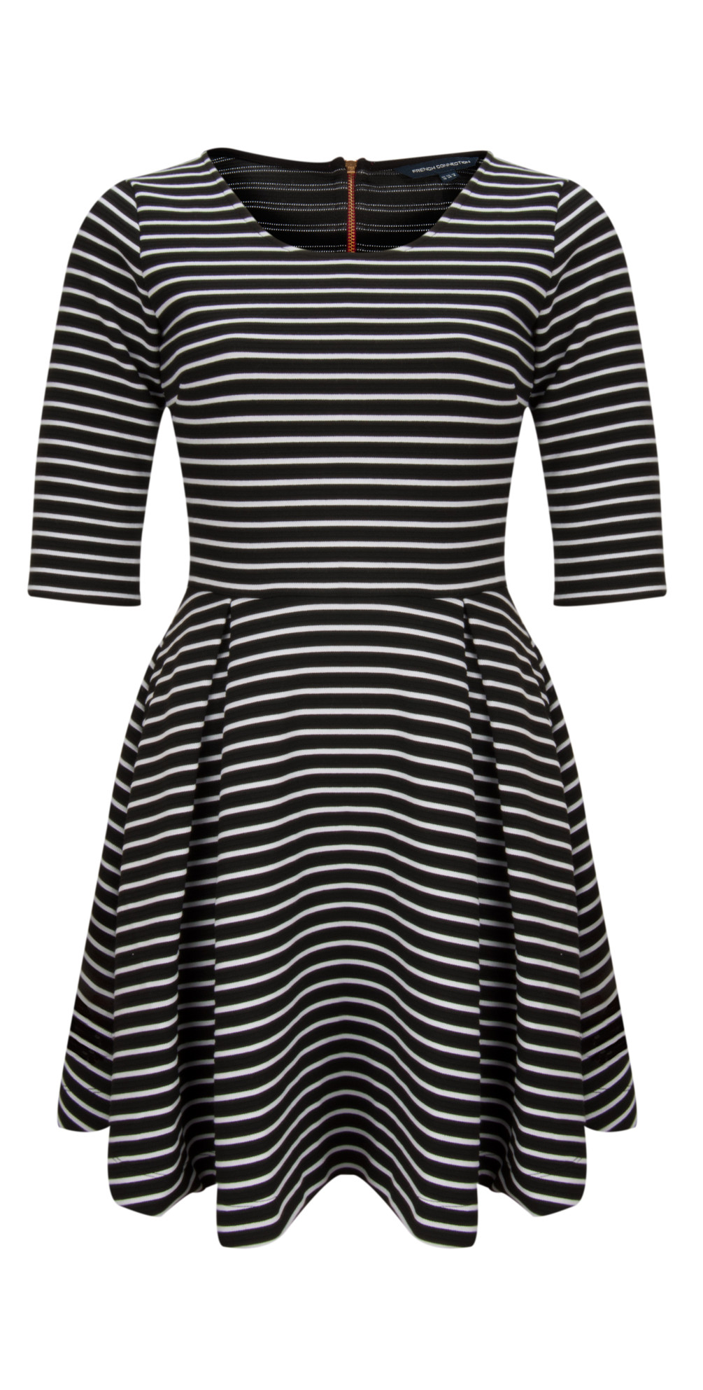 French Connection Suki Winter Stripe Dress in Black / White