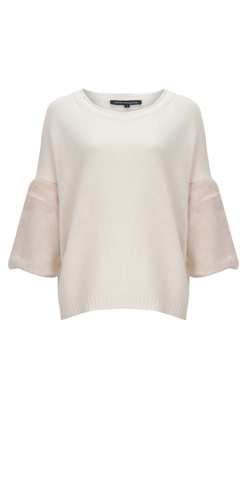 French Connection Opal Fur Knits Jumper in White Hare